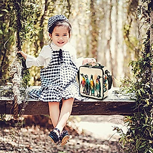 cfpolar Insulated Lunch Bag, Watercolor Penguin Herd Lunch Box Wide Opened Tote Reusable Lunch Container Organizer Thermal Cooler Bag with Shoulder Strap for School Office Picnic Hiking Beach Fishing