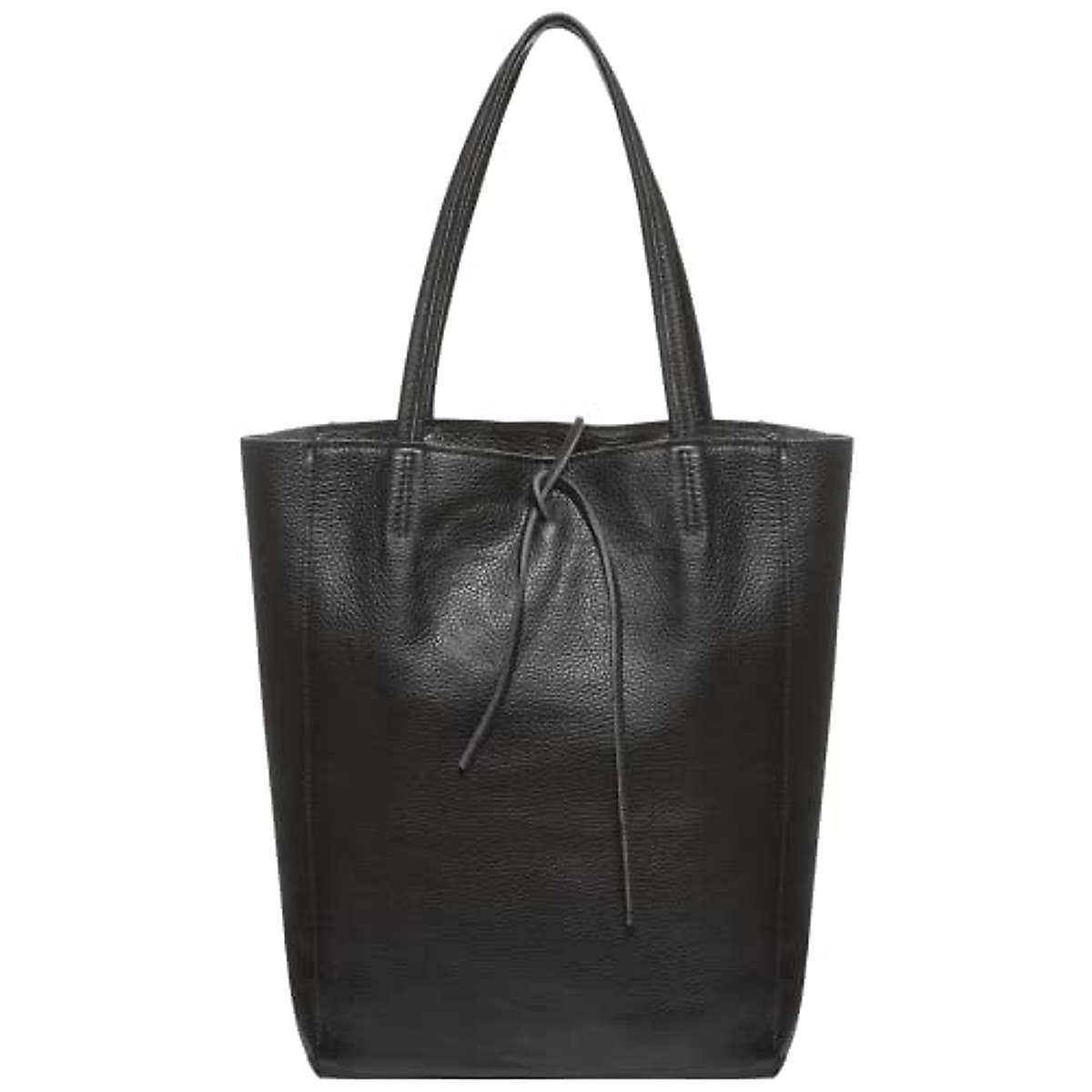 TAKEASY Women's Genuine Leather Italian Tote Bag with Zipper - Large Handbag for Shopping, Work and Travel (Black)