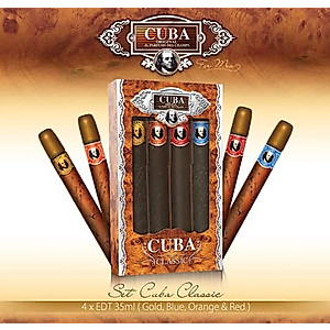 Cuba Classic Gift Set | (4 x 1.17 Oz Eau De Toilette Spray) | Cuba Gold, Cuba Blue, Cuba Red, Cuba Orange | Fragrance For Men