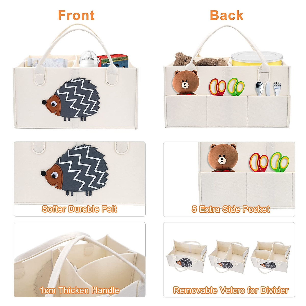 Eggsnow Baby Diaper Caddy Organizer,Portable Diaper Caddy Organizer for Changing Table,Car Baby Organizer,Nappy Caddy Nursery Storage Basket Bin for Diapers Wipes ,Large Diaper Caddy for Baby Boy,Girl