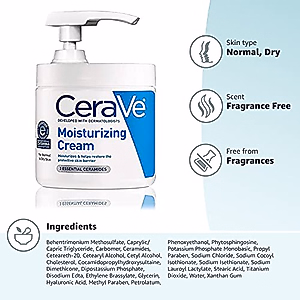 CeraVe Moisturizing Cream with Pump 16 oz Daily Face and Body Moisturizer for Dry Skin