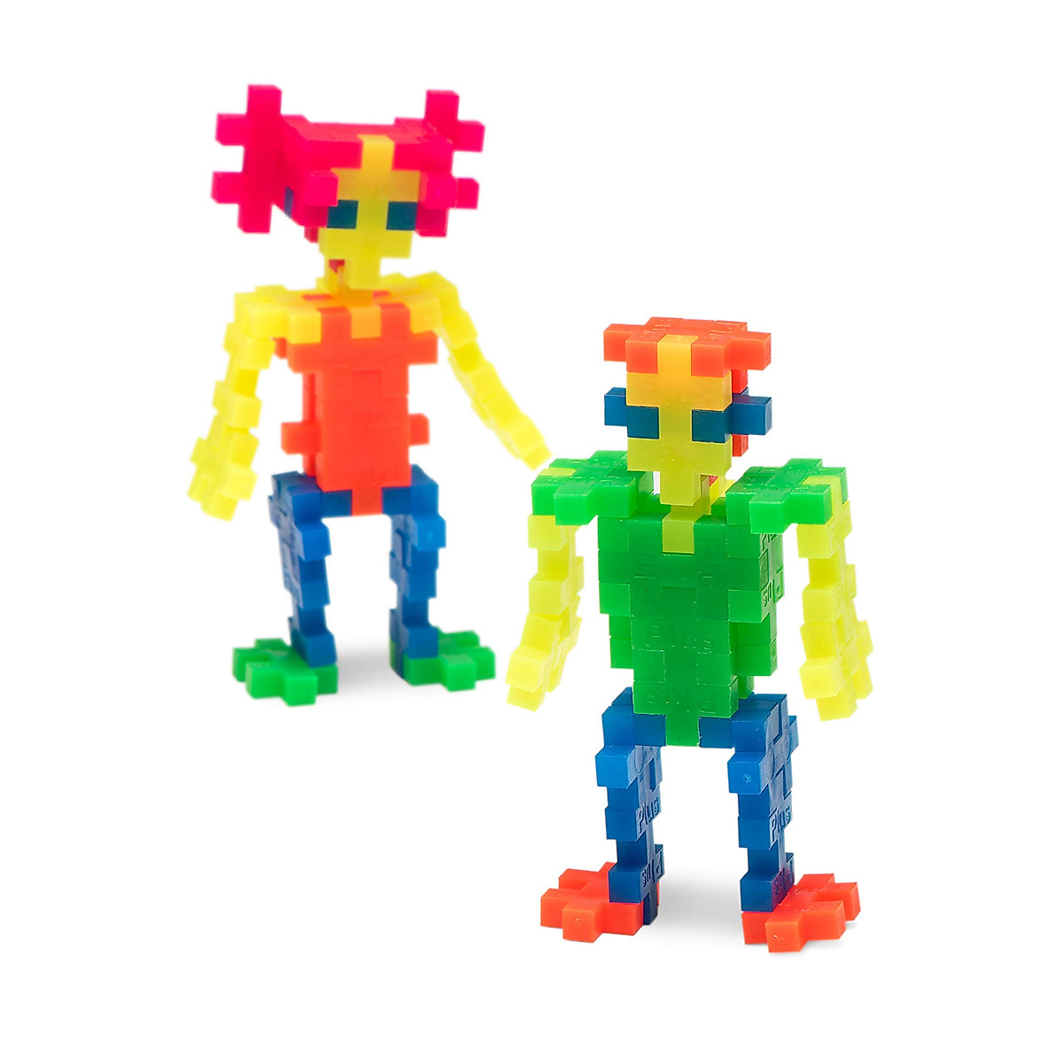 PLUS PLUS 240 Piece Interlocking Building Blocks for Kids, Open Ended Connecting Toys, STEM Bin Mini Manipulatives - Neon Mix Play Tube & Baseplate