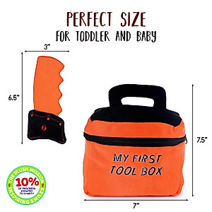 Talking Plush My First Toy Tool Box Set for Toddlers | Includes Cuddly Hammer, Handsaw, Screwdriver, Vibrating Hand Drill, & Zippered Tool Box with Cool Sounds