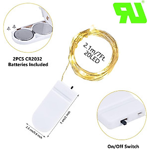 Fairy Lights Battery Operated String Lights - 12 Pack 7ft 20 LED Silver Wire Firefly Lights for Mason Jars DIY Picture Walls Shelves Arts Crafts Trees Branches Bedroom Wedding Party Decor(Warm White)