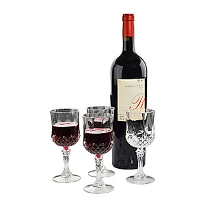 Home-X - Elegant Unbreakable Hard Plastic Crystal Goblets | Ideal For Wine & Champagne | Perfect Stem Glass For Parties, Weddings, Outdoor Events, BBQ and Picnics