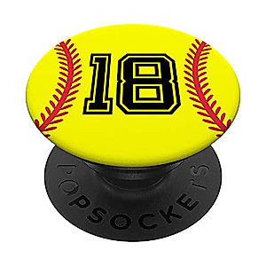 Softball Jersey Number #18 PopSockets Swappable PopGrip
