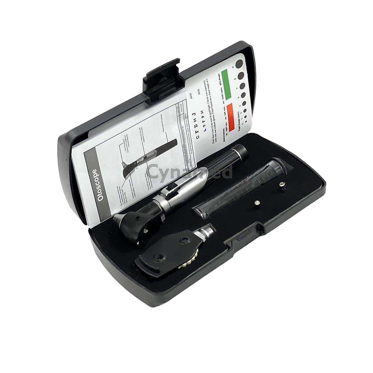 Premium Fiber Optic 3.2V Pro Led Otoscope Set Ent with Hard Case Plus 1 Extra Bulb Cynamed