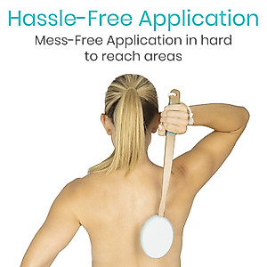 Vive Back Lotion Applicator Replacement Pads (6 Pack) - Long Reach Handle Loofah Sponge Shower Scrubber for Self Application - Body Bath Wash Brush for Skin Cream, Suntan, Tanning, Aloe - Men, Women