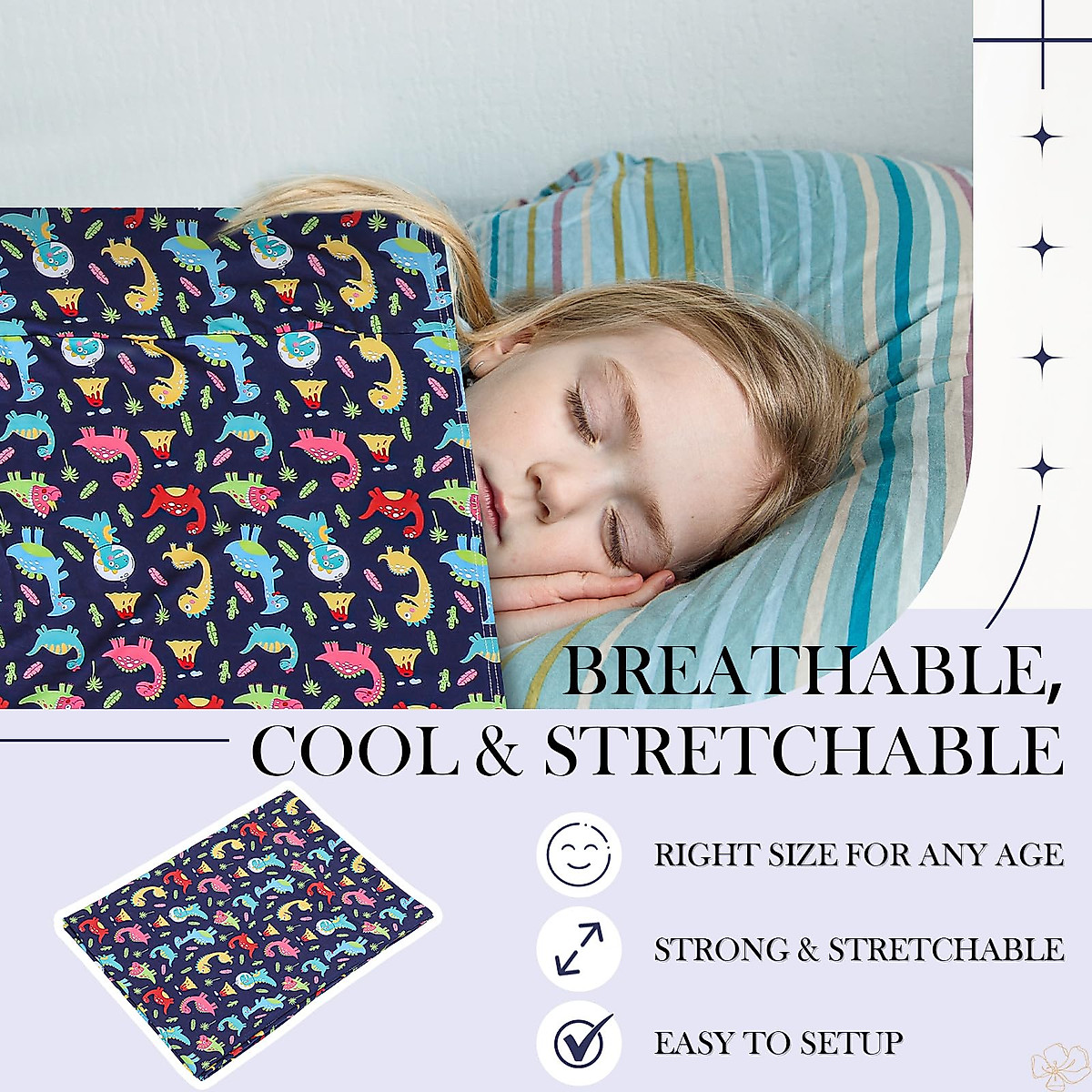 Mindsoft Sensory Sheet Bed Sheet for Kids Adults Toddler Dinosaur Blanket, Twin Size Breathable Stretchy Comfortable Sleeping Bedding Christmas Compression Sheets for Kids Twin