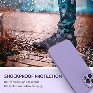 SURPHY Compatible with iPhone 13 Pro Max Case with Screen Protector, (Camera Protection + Soft Microfiber Lining) Liquid Silicone Phone Case 6.7 inch 2021, Light Purple