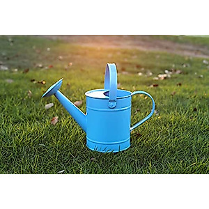 SUQ I OME 1.5L Small Metal Watering Can -Garden Outdoor Watering Can Bucket - Small Portable Indoor Watering Equipment with Anti-Rust Powder Coating Treatment Blue