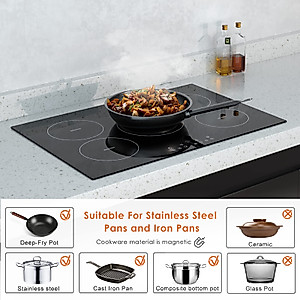 Davivy 30 Inch Induction Cooktop,5 Burners Built-in Induction Cooktop,Induction Stove Top - 9 Heating Level,Child Safety Lock,Sensor Touch Control,Timer, 220~240V, 9300W