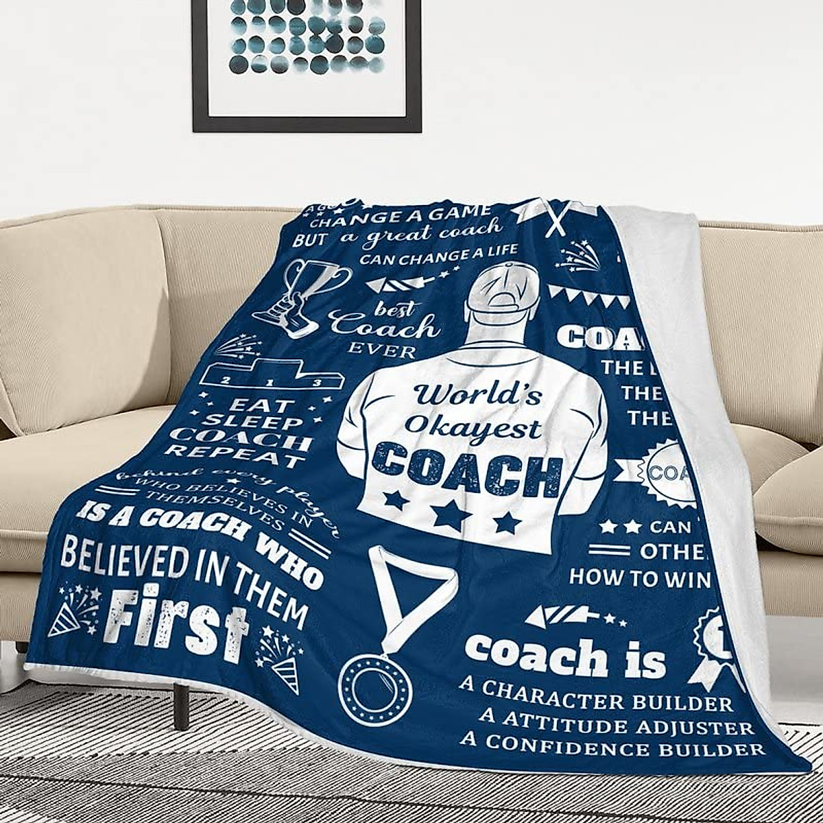 NIAXAYER Coach Gifts for Men Best Coach, Cheer Coach Gifts, Coach Appreciation Gift Flannel Throw Blanket 60"×50"