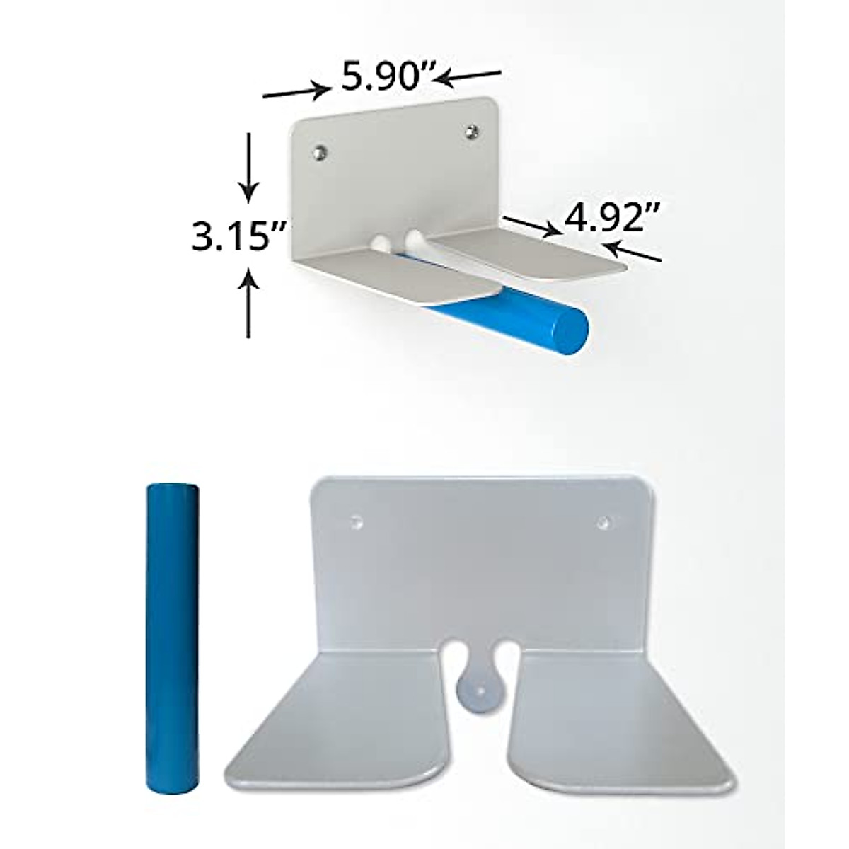 Uqayu Invisible Floating Bookshelf with Decorative Wooden Rod, Heavy Duty Wall Mounted Metal Book Organizer Shelf, for Home, Office, Study, Livingroom, Bedroom, Library (1, Blue)