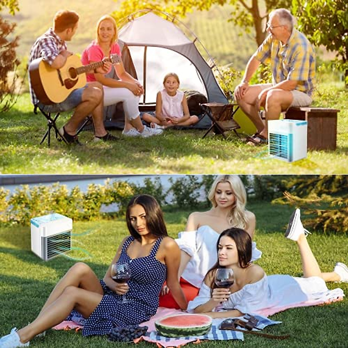 Geohee Portable Air Conditioner,Quiet Personal Air Conditioner Fan,3-Speeds Air Cooler Mini Air Conditioner Fan Desktop Cooling Fan for Office and Home, Grey&White