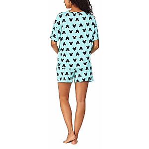 Disney Womens Short Pajama Set with Pockets (Aqua, X-Large)