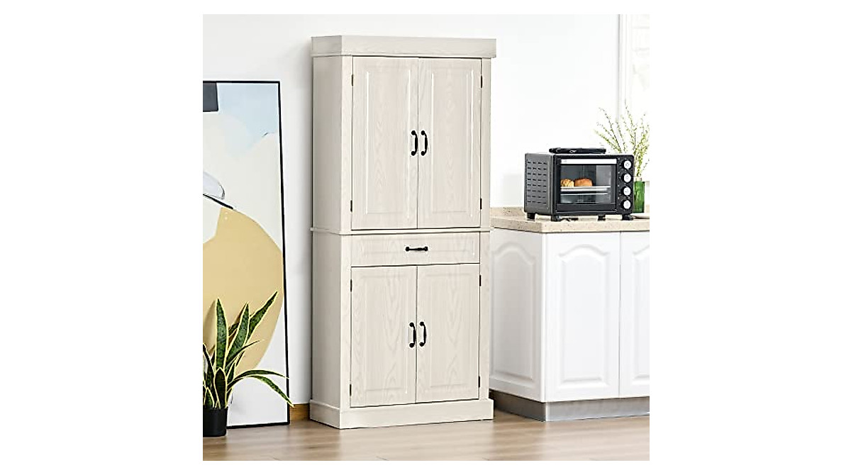 HOMCOM 71" Freestanding Kitchen Pantry with 4 Doors & Drawer