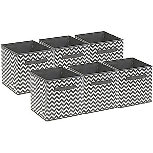 Sorbus® Foldable Storage Cube Basket Bin, 6 Pack,Chevron Pattern (Gray)