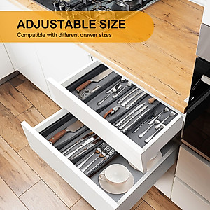 3 Pack Clear Plastic Drawer Organizer, No-Slip Cutlery Tray Utensil Organizer for Kitchen Drawers, Cosmetic Tray for Dressing Table Makeup Storage Organiser in Bedroom and Living Room 7.5" X 13"