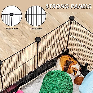 Guinea Pig Cages 8 Sq Ft Expandable Small Animal Cage & Waterproof Liner Accessories Set for Rat Rabbit Guinea Pig Ferret Bunny Chinchilla Hedgehog Lizard Indoor Outdoor, Pet Playpen Habitat