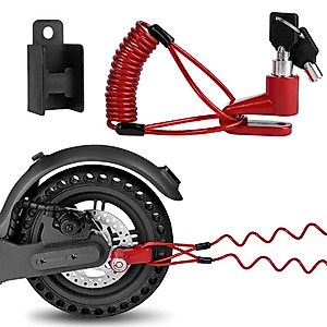 Ainiv Disc Brake Lock, E Scooter Lock Anti-Theft, Cable Bike Lock Waterproof 5FT /12mm Cable with 2 Keys for Scooter, Bike, Electric Bike, Skateboards, Strollers, Lawnmowers with Lock Holders-Red