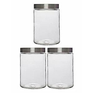 Goodhomes Glass Food Storage Big Jars Container Set of 3 Pieces 1200ml