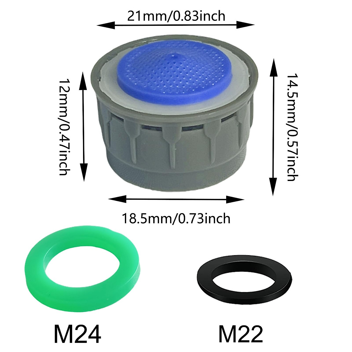 MOILINJAEY Faucet Aerator, 2.2GPM Flow Limiter Insert, 20 PCS, ABS Plastic, M22-M24, 0.83" Diameter