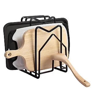 YTVG Cutting Board Organizer, Chopping Board Rack Stand Holder for Kitchen Cabinet,Tray Organizer Rack for Baking Sheets,Pot Lids-Steel 4.92 x 5.7 x 8.47 in.Black
