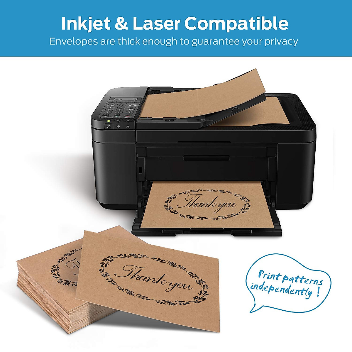 Blank Cards and Envelopes 100 Pack, Ohuhu 5 x 7 Heavyweight Kraft Paper Folded Cardstock and A7 Envelopes for DIY Greeting Cards, Wedding, Birthday, Invitations, Shower, Thank You Cards & All Occasion