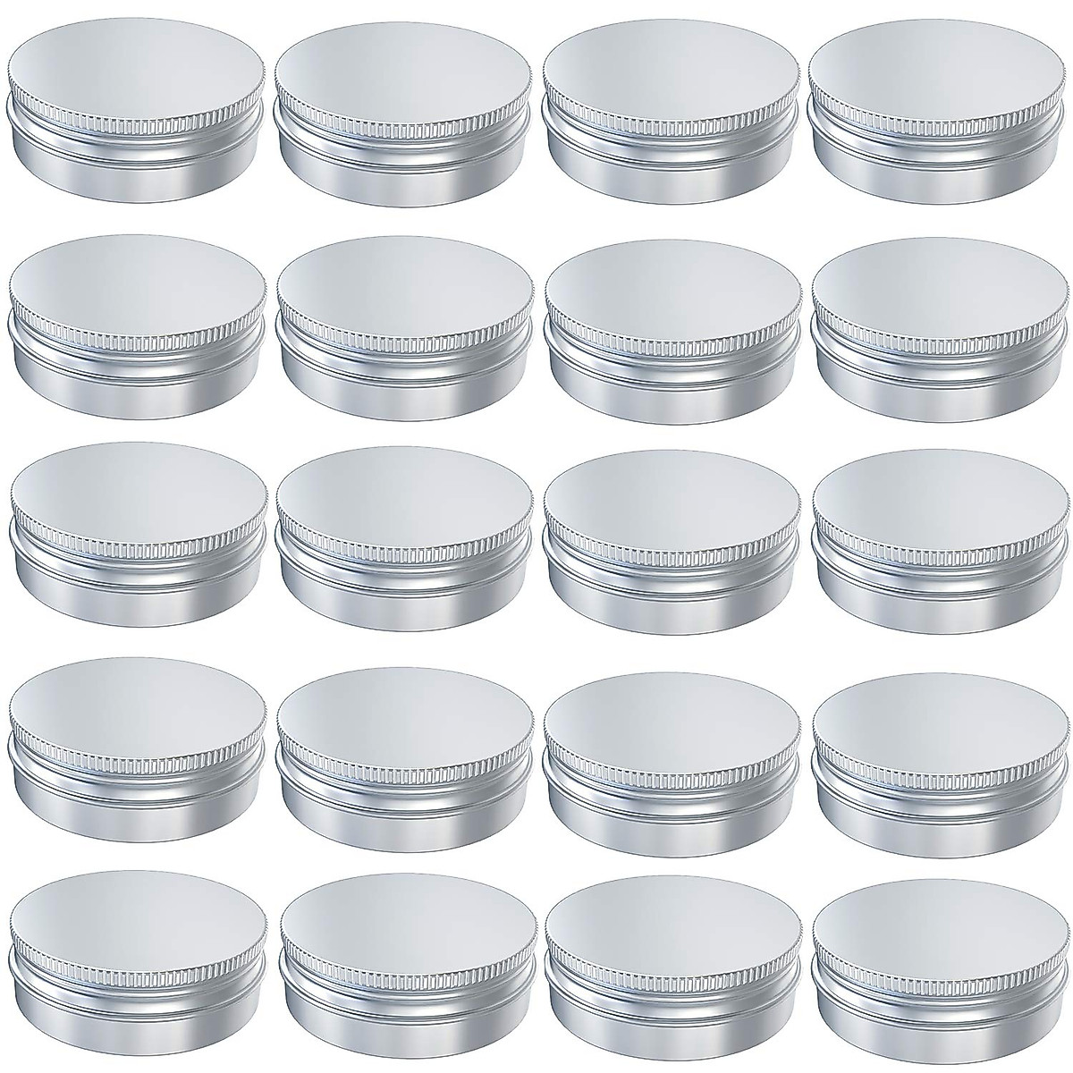 Goiio 20 Pcs 0.5 Ounce Aluminum Tin Jar 15 ML Refillable Container, with Screw Lid, Silver
