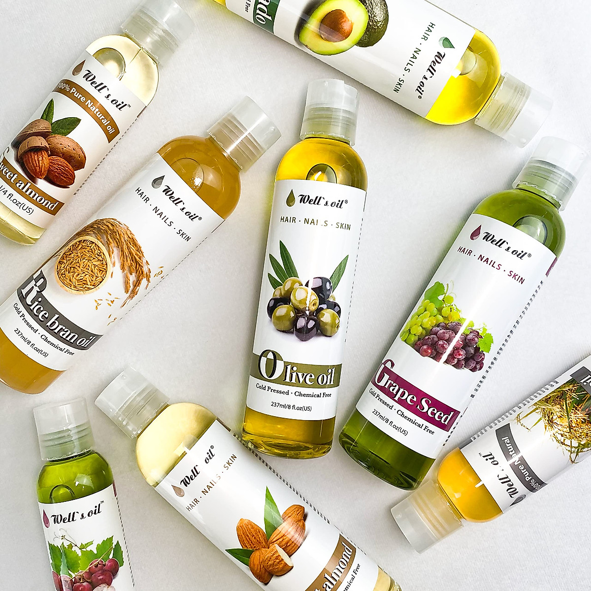 GRAPESEED Oil | 8oz(237ml) | All-Natural | for Hair + Skin + Nails | Moisturizer and Sensitive Skin | Refined, Cold Pressed | All Skin Types | by Well’s Oil