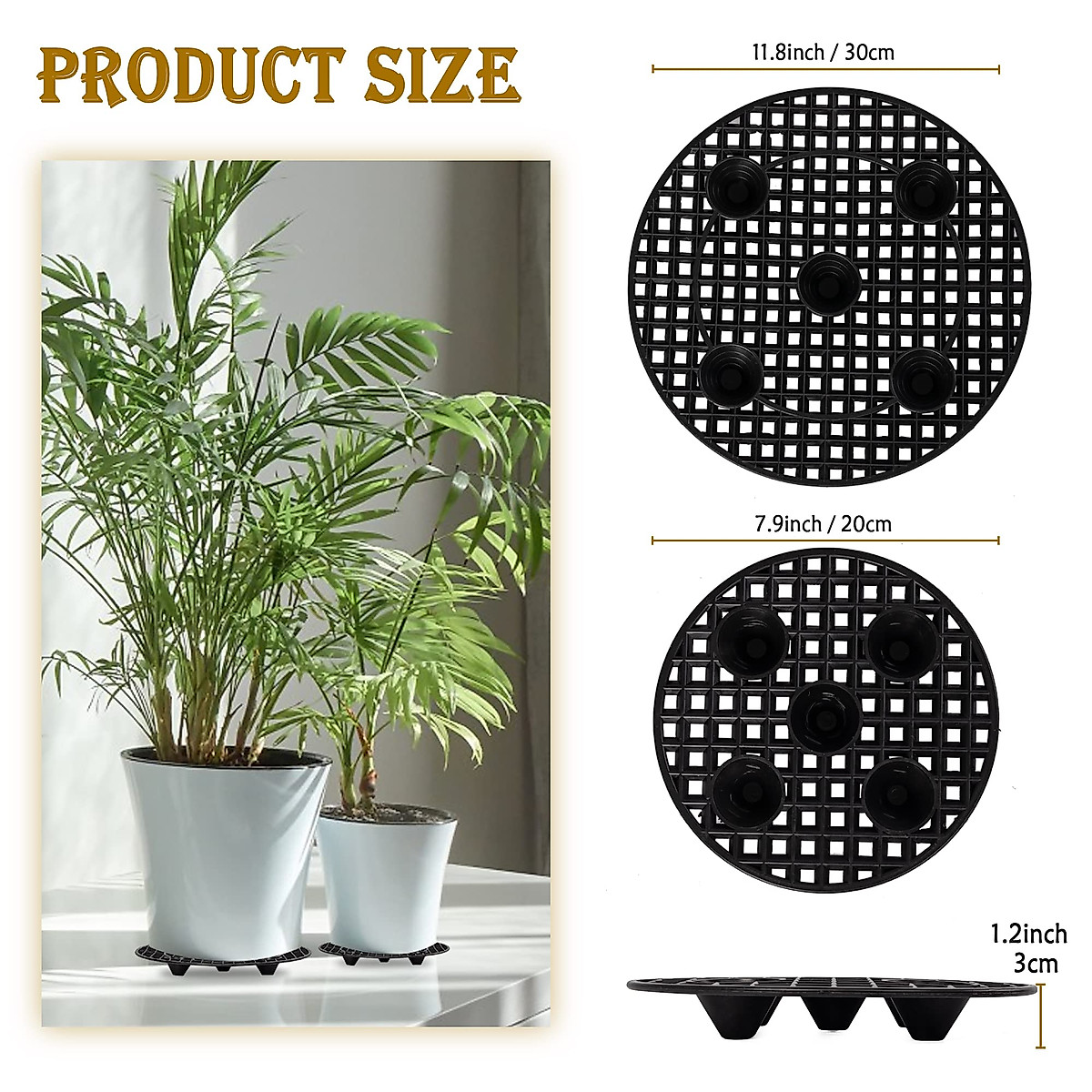 8Pcs Plant Stand Indoor Outdoor, Plant Level Pot Elevator- 2 Size Plant Riser Holder Plastic Floor Protector Plant Trivet, Heavy Planter Holder for Prevent Rot and Damage on Patio & Deck(7.9"&11.8" )