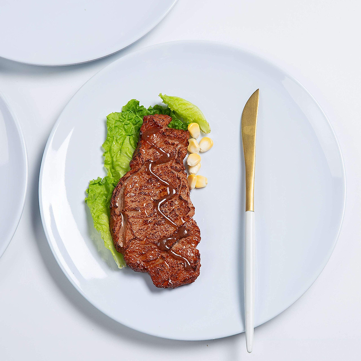 Webbylee Melamine Dinner Plates - 6pcs 10inch Dinnerware Dishes Set for Indoor and Outdoor Use, Break-resistant, White