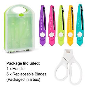 6Pcs/Set Craft Scissors Decorative Paper Edge Scissors With Storage Box Set, 5 Kinds Zig Zag Edges Scissors Great for DIY Projects Paper Card,Photo, Scrapbook,Office School Home Manual