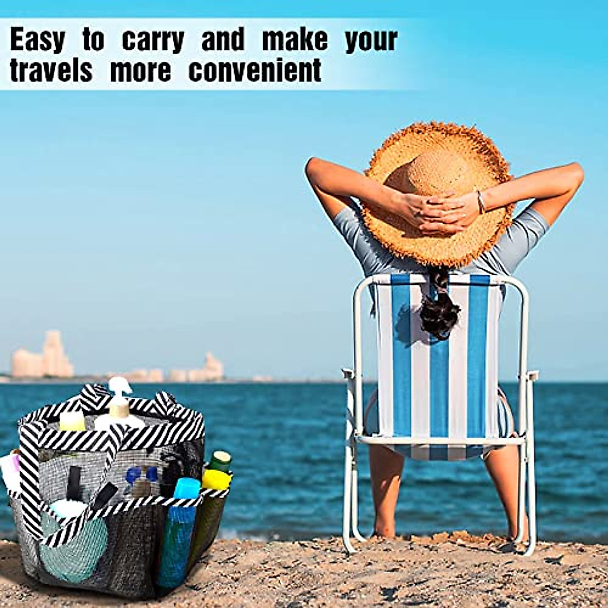 Reofrey Mesh Shower Caddy, Hanging Portable Shower Caddy Organizer Tote, with 8 Mesh Storage Pockets, for College Dorm, Travel, Gym, Camping(black)