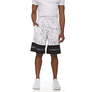 Spalding Mens Max Performance Basketball Short with 10" Inseam, White/Black, S
