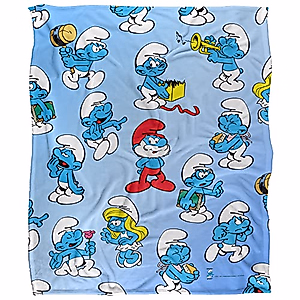 The Smurfs Blanket, 50"x60" Smurfs All Over Silky Touch Super Soft Throw Blanket