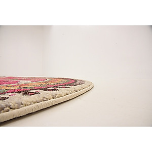 Unique Loom Sedona Collection Southwestern, Border, Over-Dyed, Animals, Tribal, Abstract Area Rug, 6 Feet, Pink/Beige