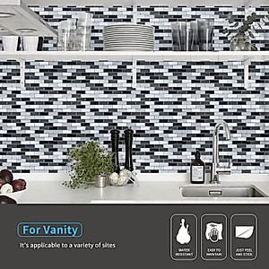 Art3d Peel and Stick Wall Tile for Kitchen/Bathroom Backsplash, 12"x12", Black-White (6 Pack)