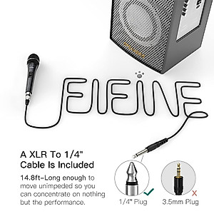 Fifine Karaoke Microphone, Dynamic Vocal Microphone for Speaker,Wired Handheld Mic with On and Off Switch and14.8ft Detachable Cable-K6