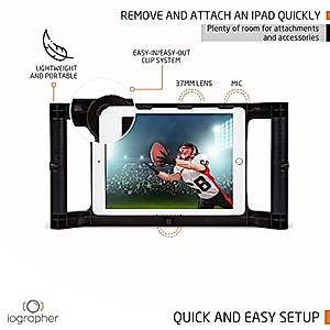 iOgrapher iPad Case with Handles for Tripod and Lens Adapter - iPad Stabilizer for Mini 4th, 5th, and 6th Gen - Tablet Case for Recording and Photos - iPad Holder for Tripod (Black)