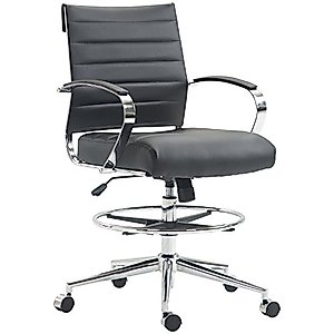 EdgeMod Tremaine Drafting Chair in Vegan Leather, Black