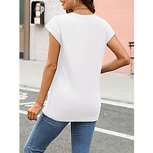 AUTOMET Womens Summer Tops Going Out Workout Outfits Spring T Shirts Business Casual Dressy Fashion Trendy Clothes 2025 White M