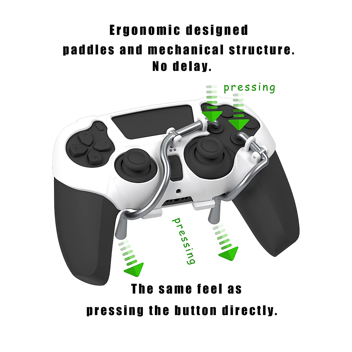 EXknight Leverback V2 Paddles Attachment, Back Buttons Adapter for PS5 Controller | Fit with Thumb Grips (White)