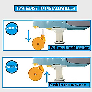 BAYWYI Baby Walker Replacement Wheels, Set of 4, Baby Walker Accessories, Plastic Wheels Casters, Universal Wheels (Yellow), 4.0 Count