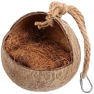 POPETPOP Coconut Shell Nest Toy Parakeet Bed Pet Bird Hanging Hut Wear-Resistant Bird Nest Bird Coconut Swing Bird Bed Bird Supply Bird Sleeping Nest Pet Parrot Sleeping Bed Long Tail House