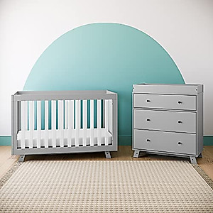 Storkcraft Beckett 3 Drawer Chest with Changing Topper (Pebble Gray) – GREENGUARD Gold Certified, Baby Dresser With Changing Table Top, Dresser for Nursery, 3 Drawer Kids Dresser
