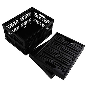EudokkyNA 3-pack 15 Liter Collapsible Storage Basket Folding Crates, Black