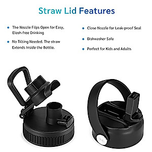 Insulated Water Bottle With Straw, Sports Water Bottle 1 L, Reusable Vacuum 18/8 Stainless Steel Flask Thermos, Modern Wide Mouth Double Walled Simple Mug, Keeps Hot & Cold (32 oz, Deep Aqua & Blue)