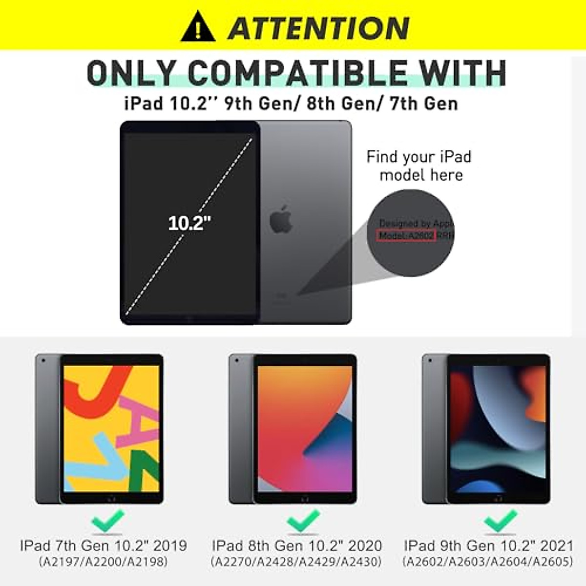 Azmyeuo Cover for iPad 9th/8th/7th Generation, Case for 10.2 Inch iPad 9th/8th/7th Generation 2021/2020/2019 - Premium Folio Stand Case - Auto Wake/Sleep and Multiple Viewing, Sunflower
